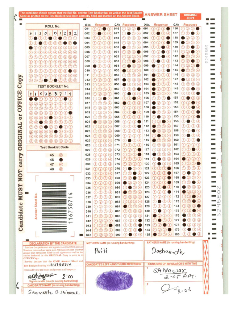 Omr Sheet 2025 | PDF