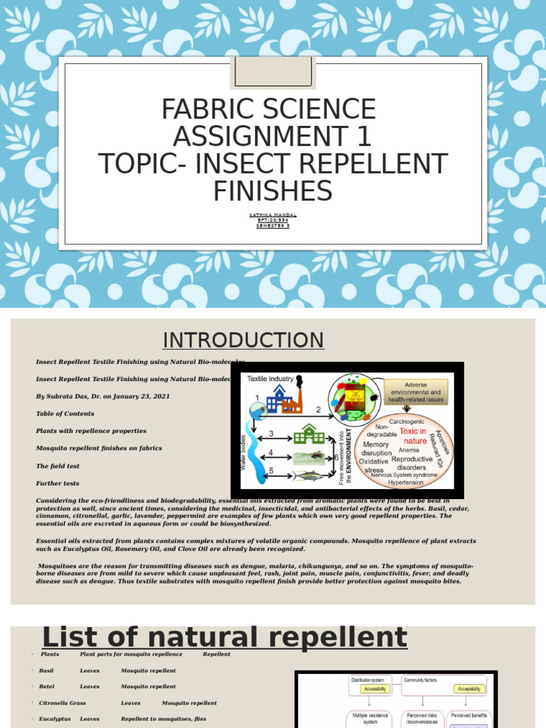 Fabric Science Assignment | PDF | Essential Oil