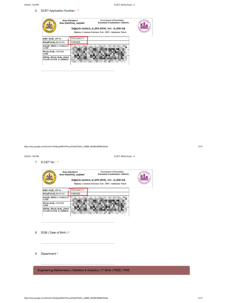 DCET - 25 MOCK EXAM - 04 Questions Paper | PDF | Multiple Choice ...