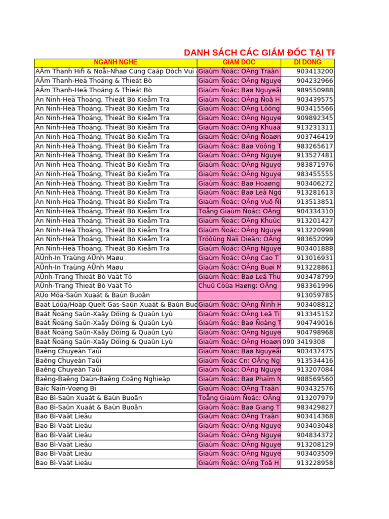 Danh Sach Giam Doc - QLCC Ha Noi 3127 | PDF