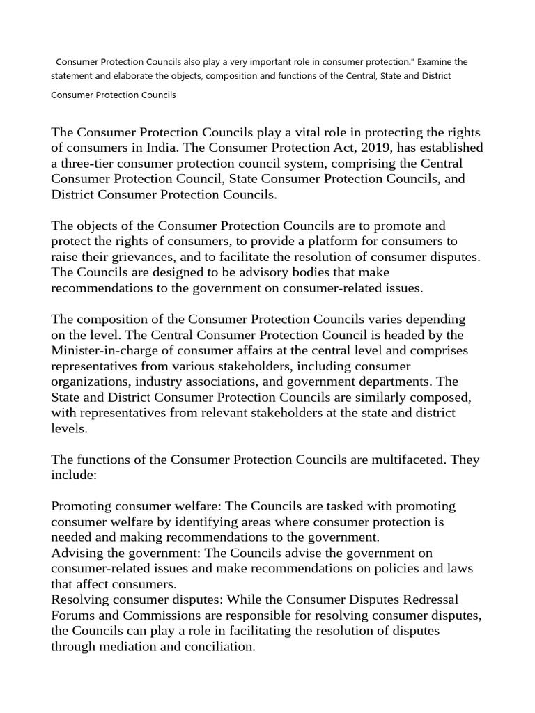 Consumer Protection Councils | PDF | Mediation | Government