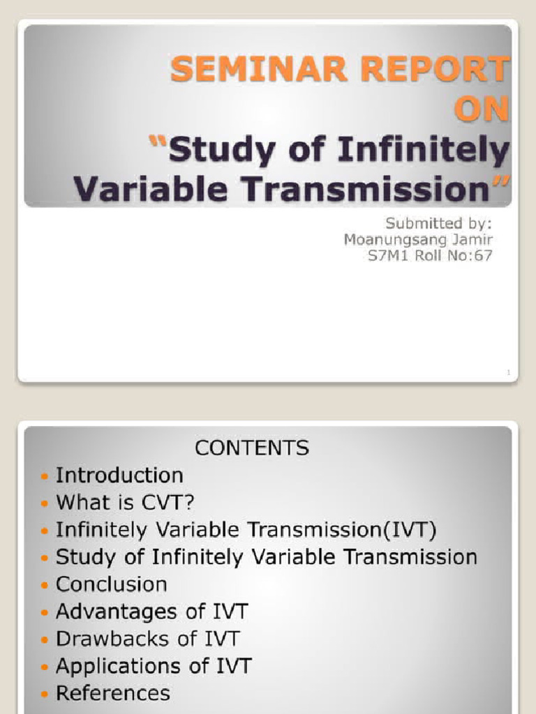 Study of Infinitely Variable Transmission | PDF