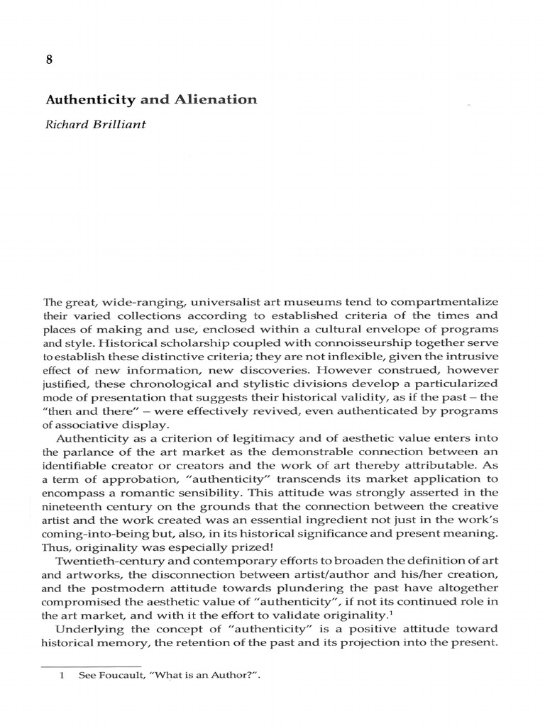 Brilliant (2016) - Authenticity and Alienation | PDF