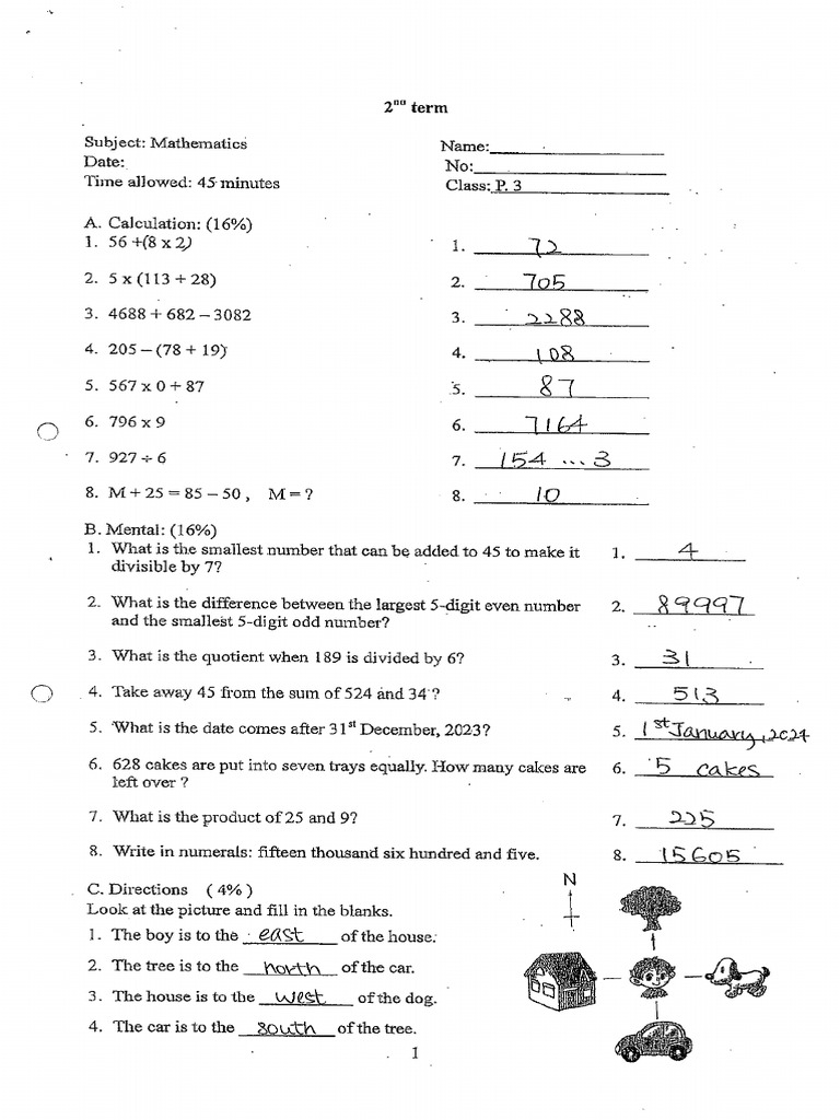 Primary 3 Maths Test Paper | PDF