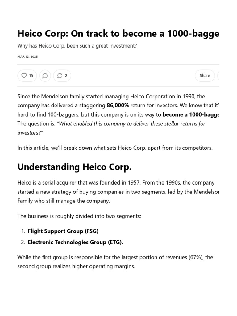 Heico Corp: Path to 1000-Bagger Success | PDF | Business | Economies