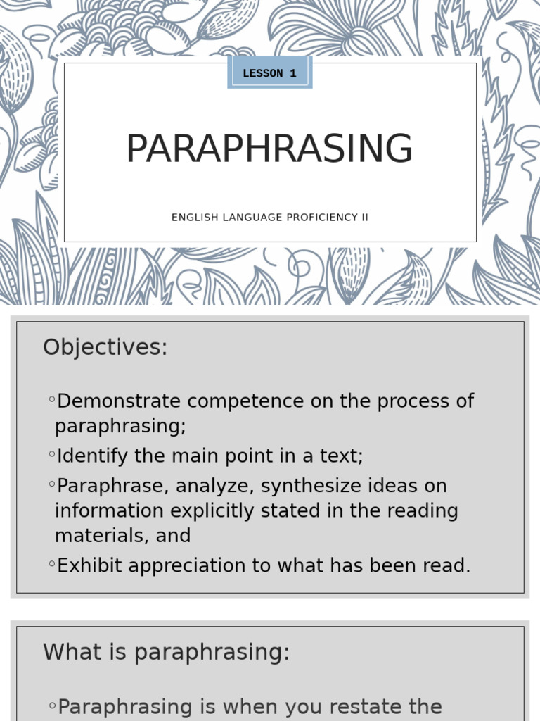Paraphrasing in English Profiency | PDF | Cognition | Semantics