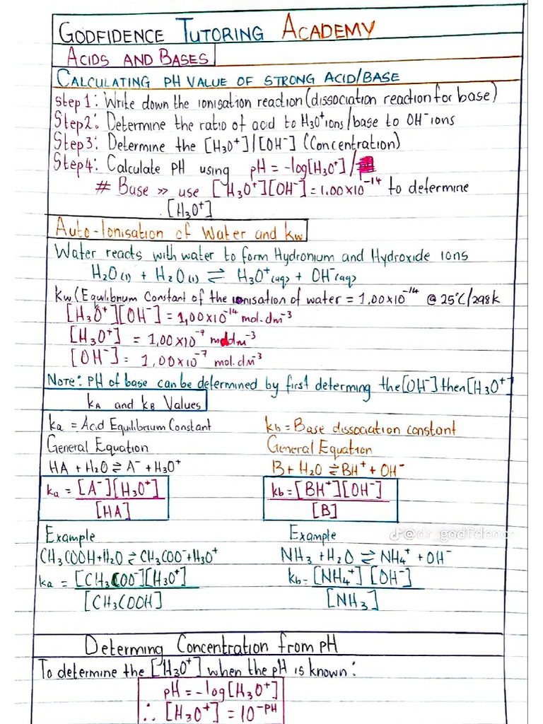 dr godfidence acids and bases notes | PDF