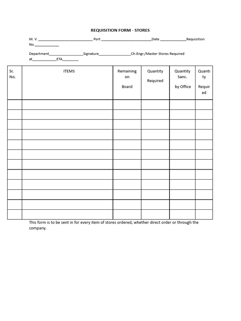 Store Requisition Form Template | PDF