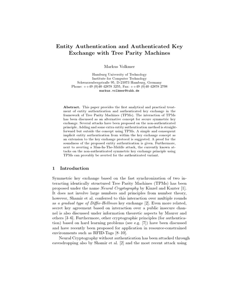 Entity Authentication&Authenticated Key Exchange With TPM | PDF ...