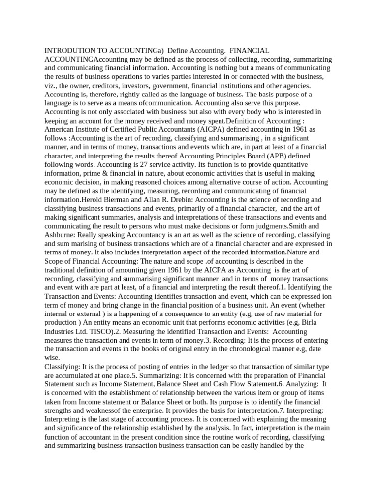 Introdution To Accountinga | PDF | Accounting | Business