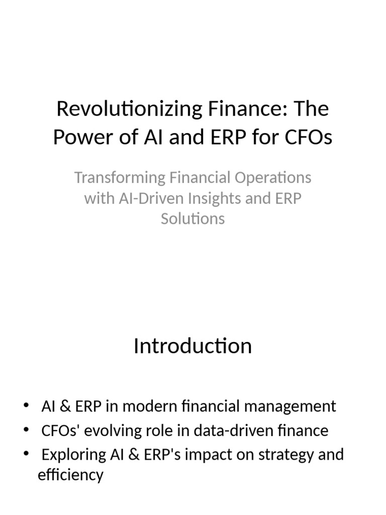 AI ERP For CFOs Presentation Day2 PPT1 | PDF