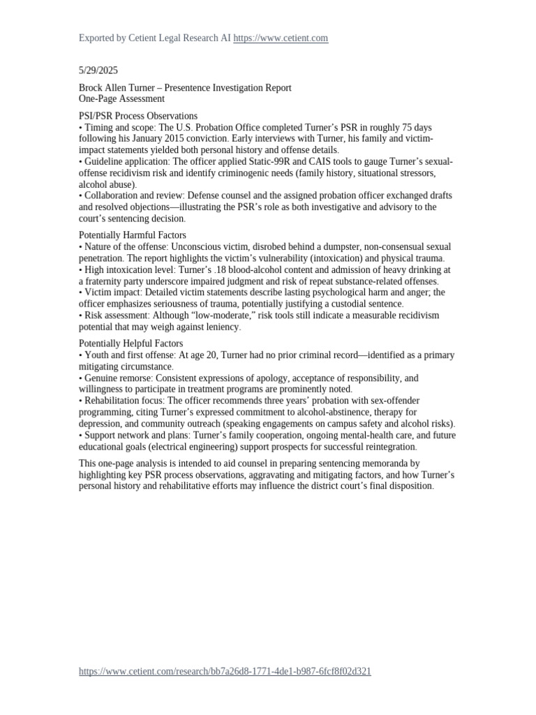 Summary of Pre-Sentence Investigation Report | PDF | Crimes | Crime ...