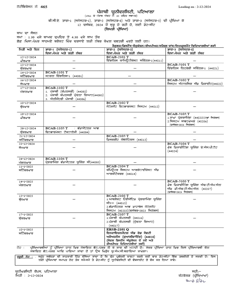 BCA Sem 1, 3 & 5 Notification 6008 | PDF