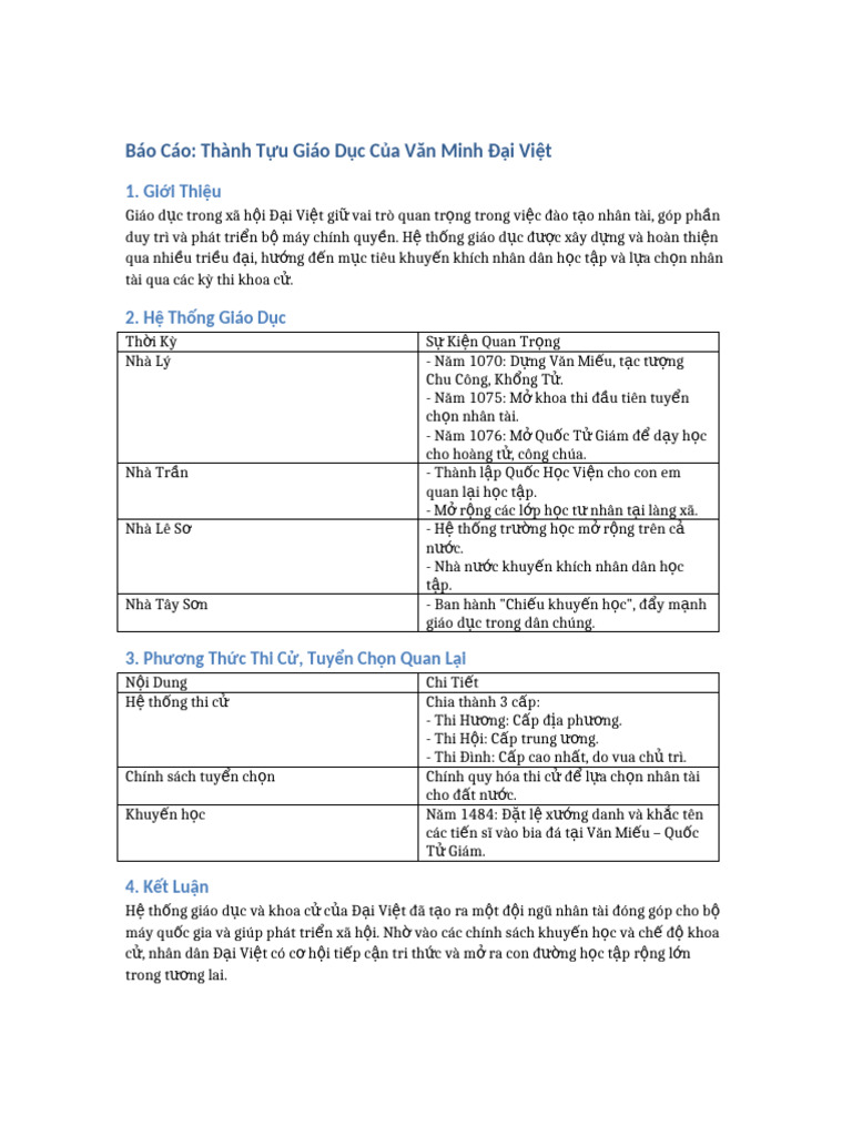 Bao Cao Giao Duc Dai Viet | PDF