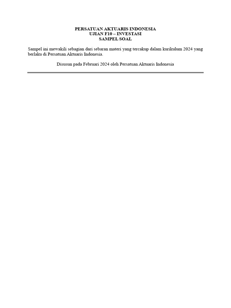 Sampel Soal F10 Kurikulum 2024 | PDF