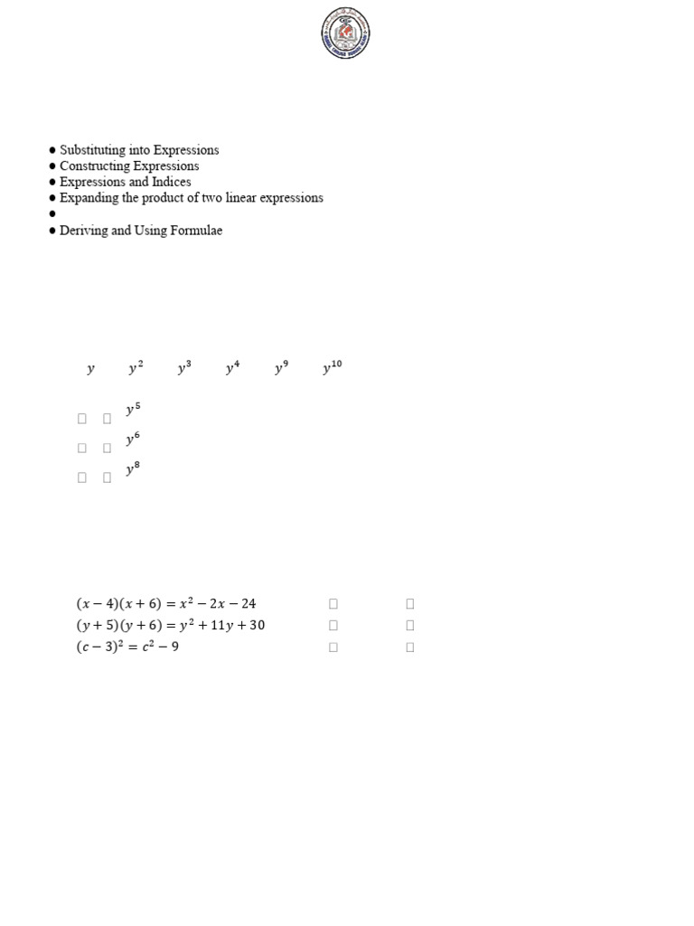 T2 G8 Revison Worksheet 1 | PDF | Mathematical Concepts | Mathematical Analysis