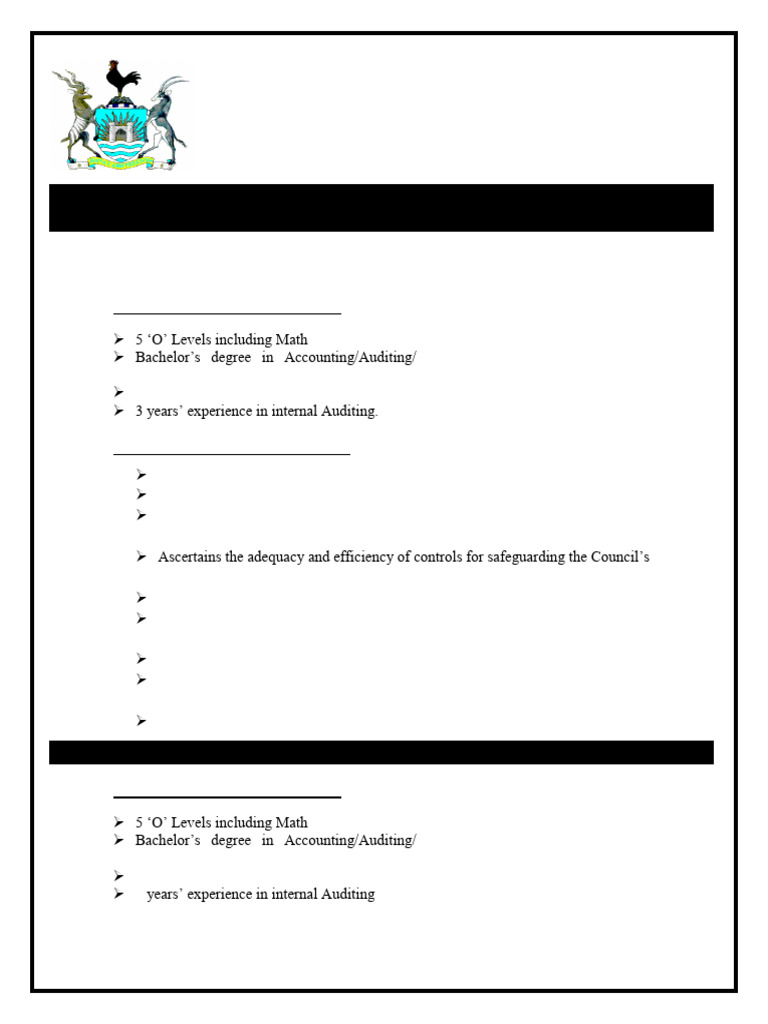 Mutare City Council Job Vacancies 2025 | PDF | Audit | Internal Audit