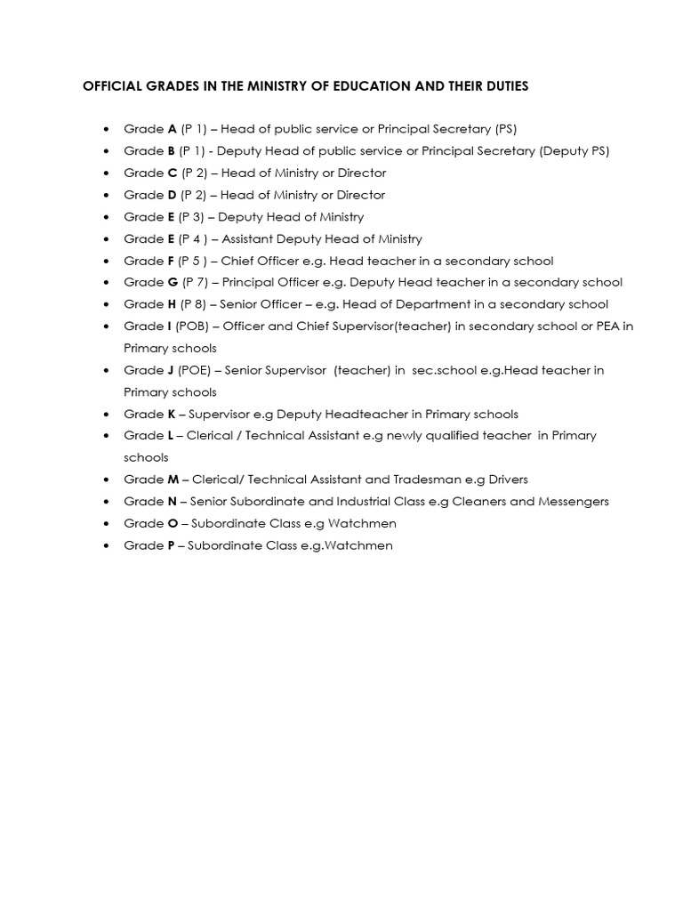 Official Grades in The Ministry of Education | PDF