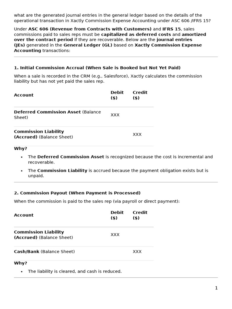 Xactly Commission Expense Accounting Under ASC 606(IFRS 15) | PDF ...