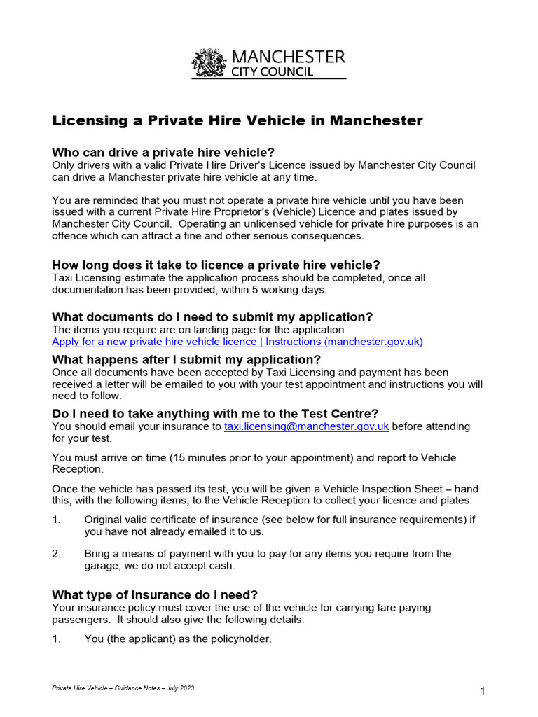 Guidance Notes For PHV Owners July 2023 Accessible 2 | PDF | Vehicles ...
