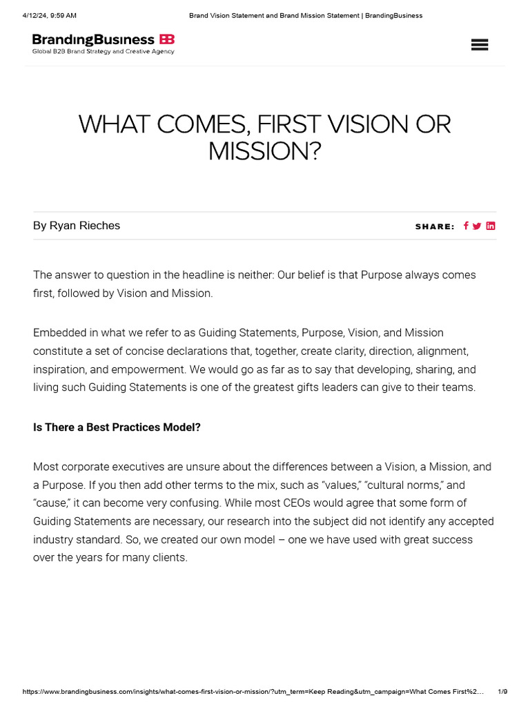 BB - Brand Vision Statement and Brand Mission Statement | PDF | Brand ...