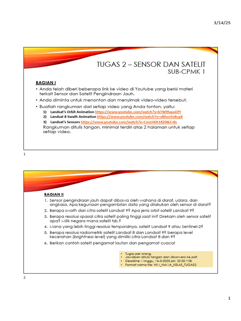 Tugas 2 Pb2 Sensor Dan Satelit 2025 | PDF