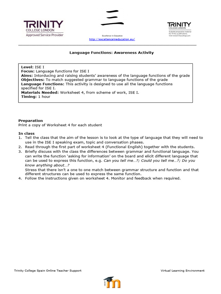 Functions Lesson Plan 1 - Awareness | PDF | Verb | English Language
