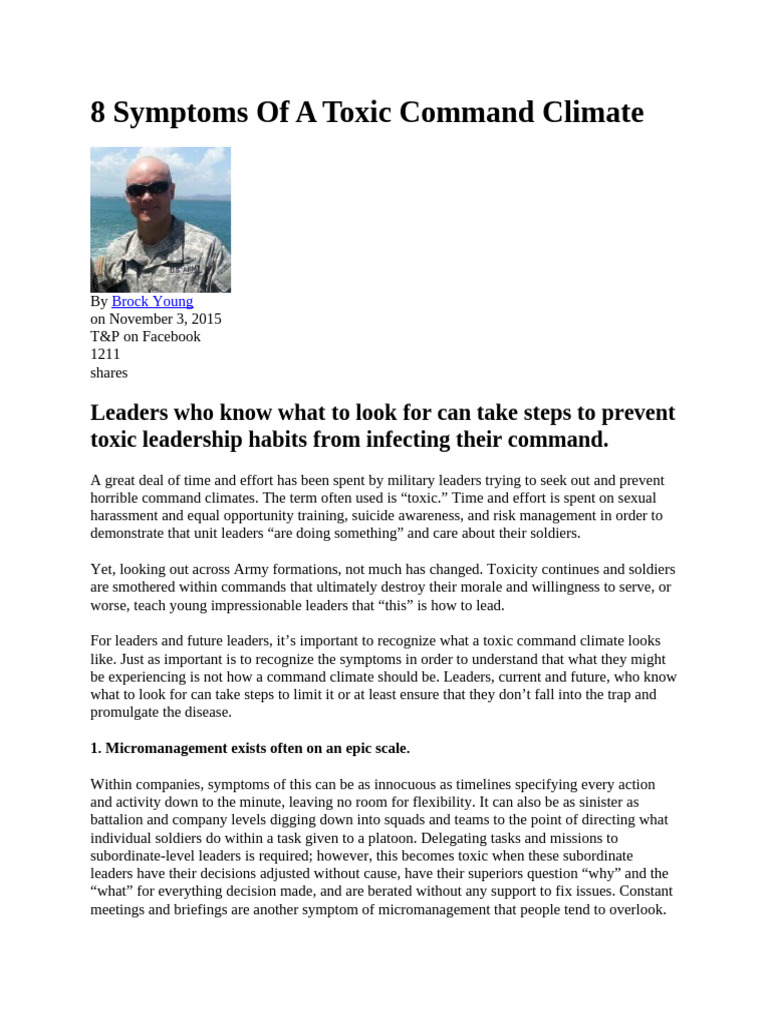 8 Symptoms of a Toxic Command Climate | PDF | Non Commissioned Officer ...