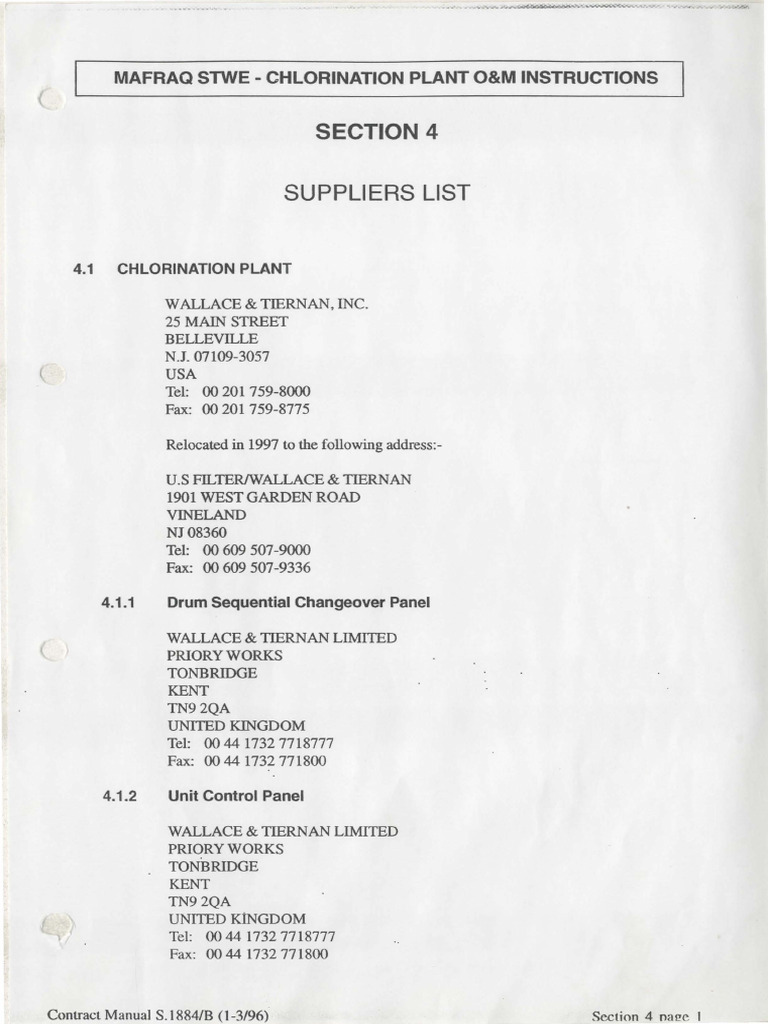 Section 004 - Suppliers List | PDF | Gases | Equipment