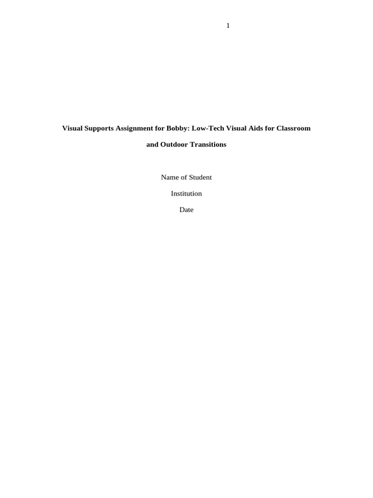 Visual Supports Assignment For Bobby | PDF | Clothing | Classroom