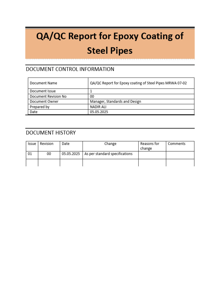 Pipe Coating Inspection QA/QC Report | PDF | Calibration | Coating