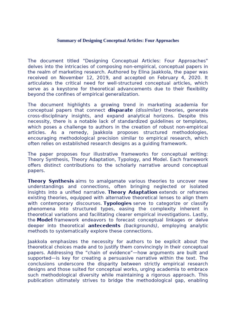 Summary of Designing Conceptual Articles Four Approaches | PDF ...