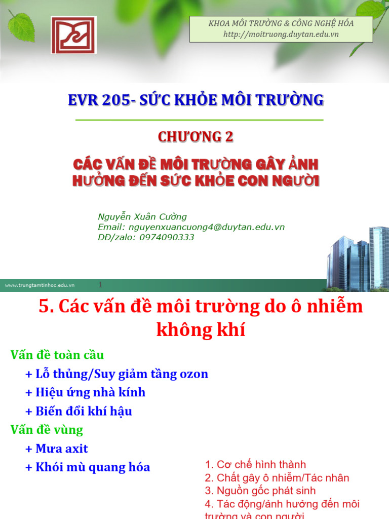 EVR205 - Suc Khoe Moi Truong - 2025F - Lecture Slide - 5 (Air Problems) -Tự Đọc | PDF