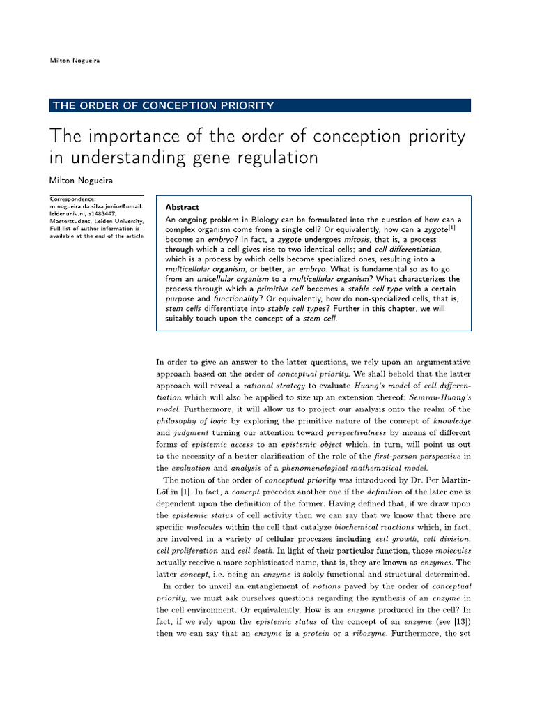 The Importance of The Order of Conception Priority | PDF
