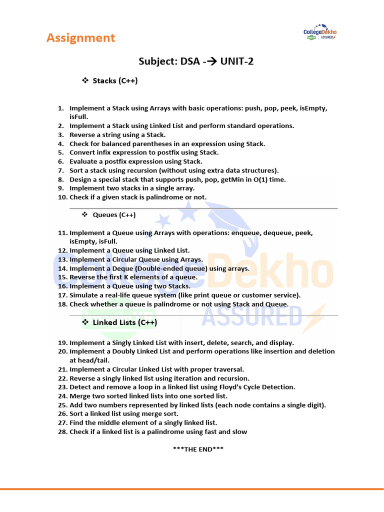 DSA Unit2 Assignment | PDF