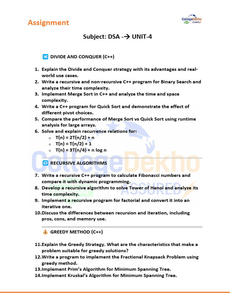 DSA Unit4 Assignment | PDF
