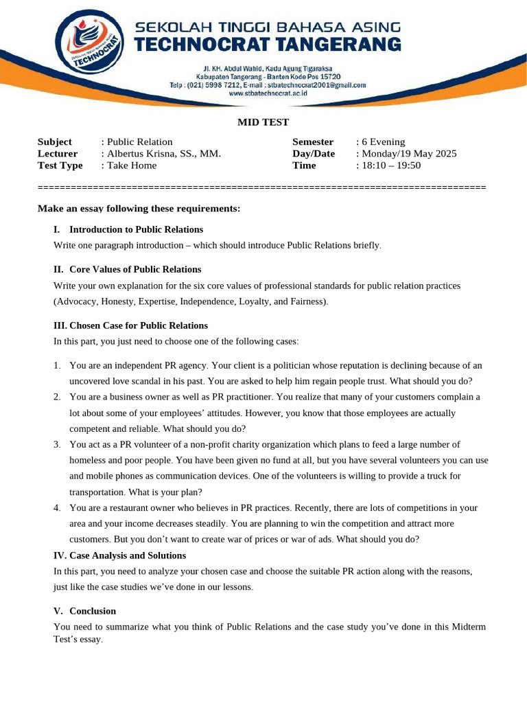 PR Evening STBA Technocrat - UTS 2025 | PDF