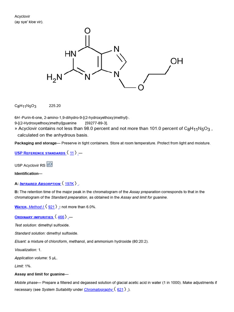 Bahan Aktif Acyclovir - USP 34 Supplement Acyclovir | PDF ...