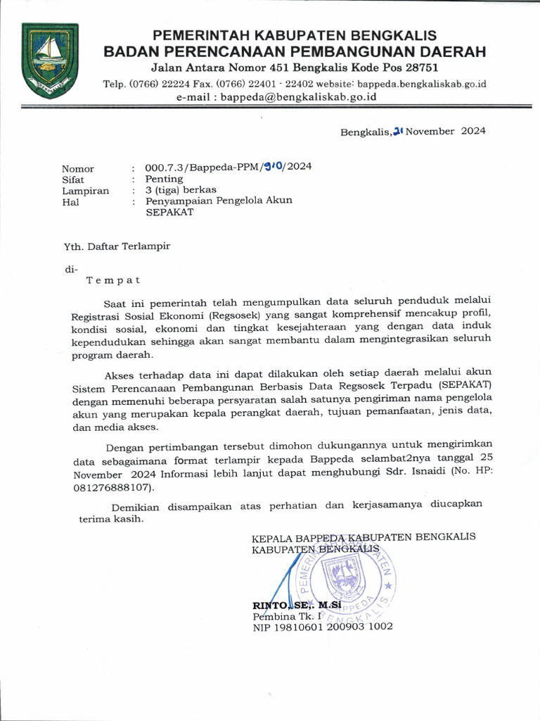 Penyampaian Pengelola Akun SEPAKAT | PDF