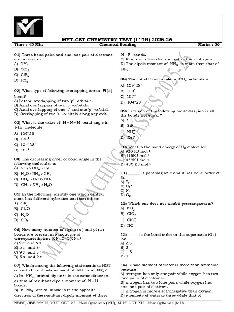 Chemical Bonding Paper | PDF | Chemical Bond | Covalent Bond