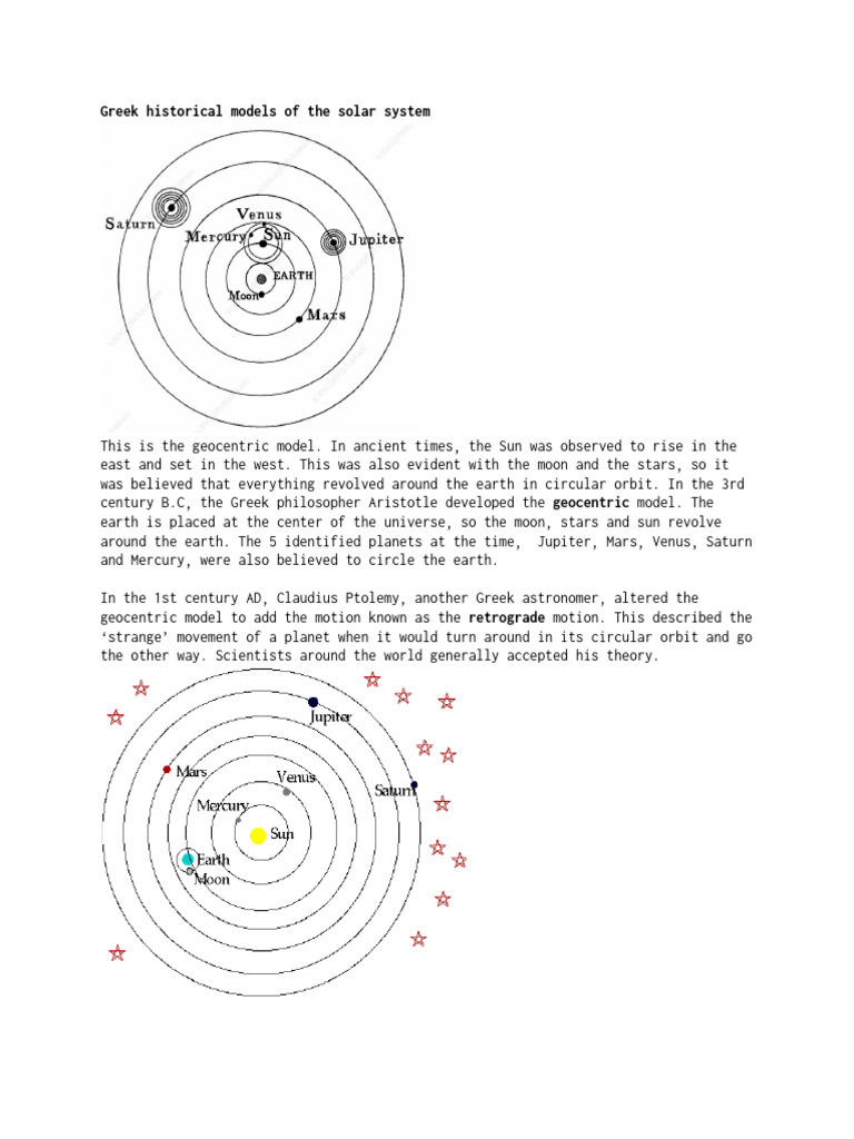 Greek and Global Solar System Models | PDF | Planetary Science ...