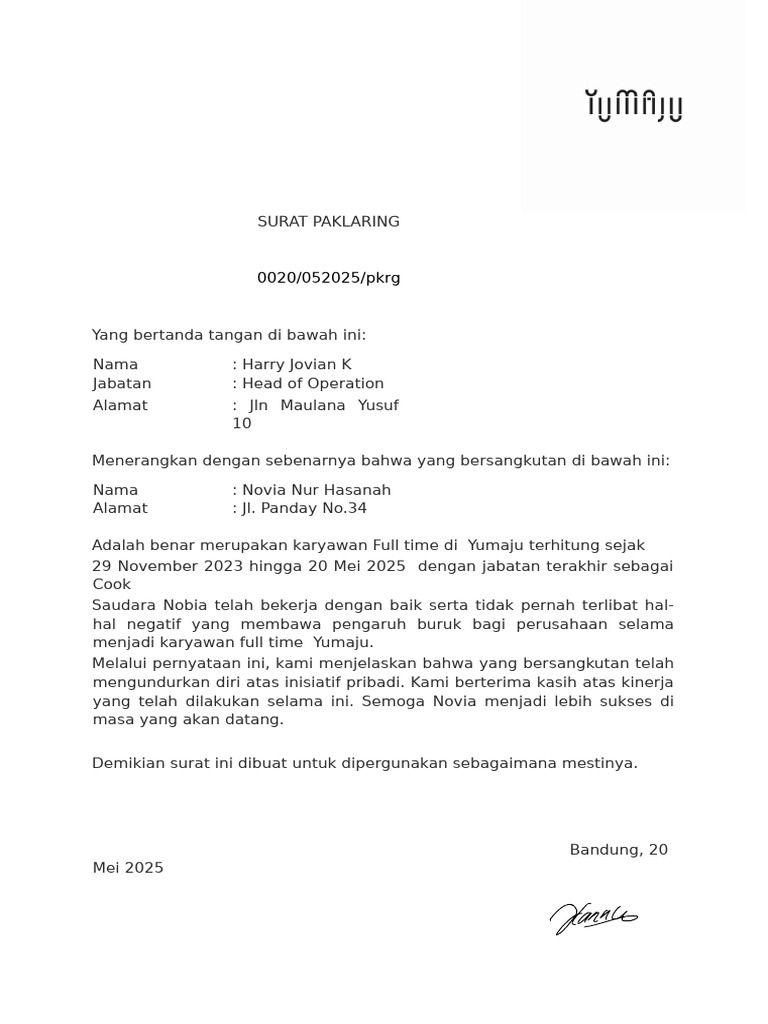 Novia - Parklaring | PDF