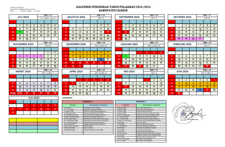 Kalender Pendidikan 2024 2025 Paud Delima | PDF