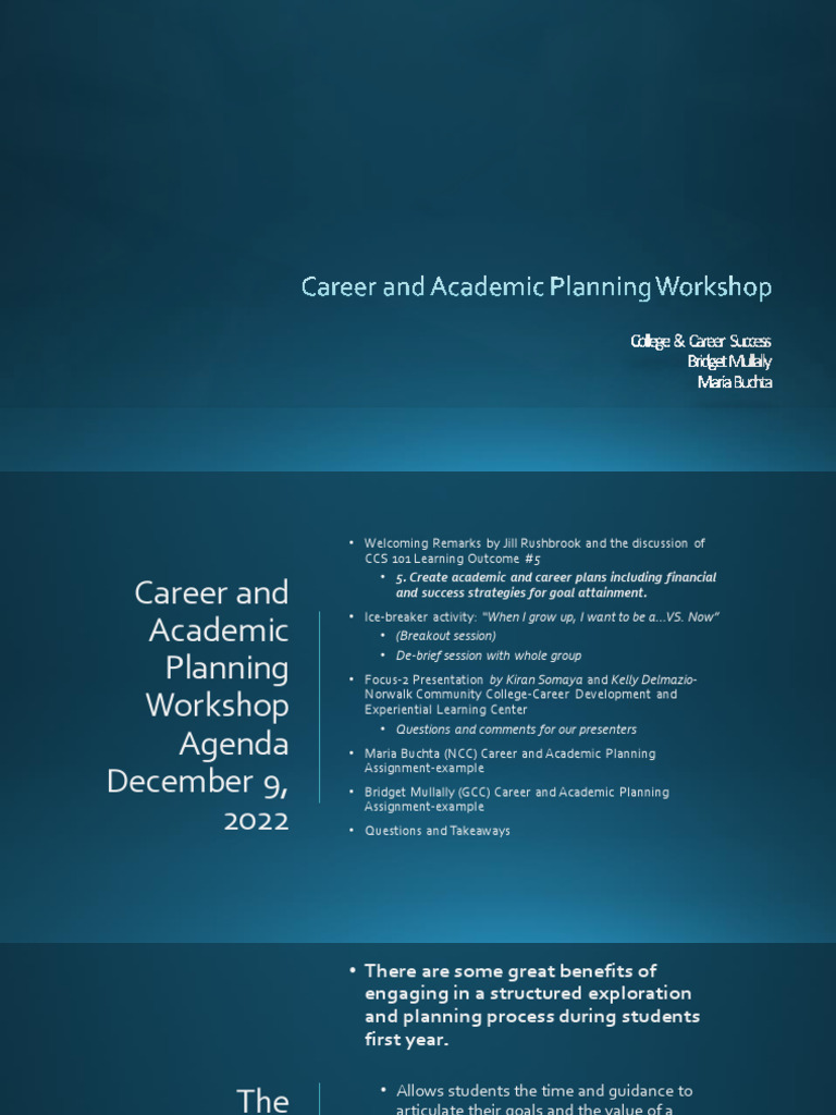 Career and Academic Planning Workshop | PDF | Social Psychology ...