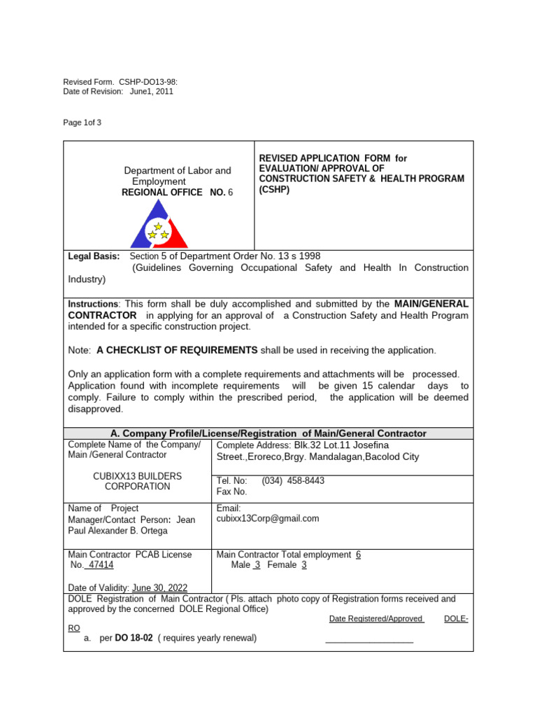 Dole Revised Form | PDF