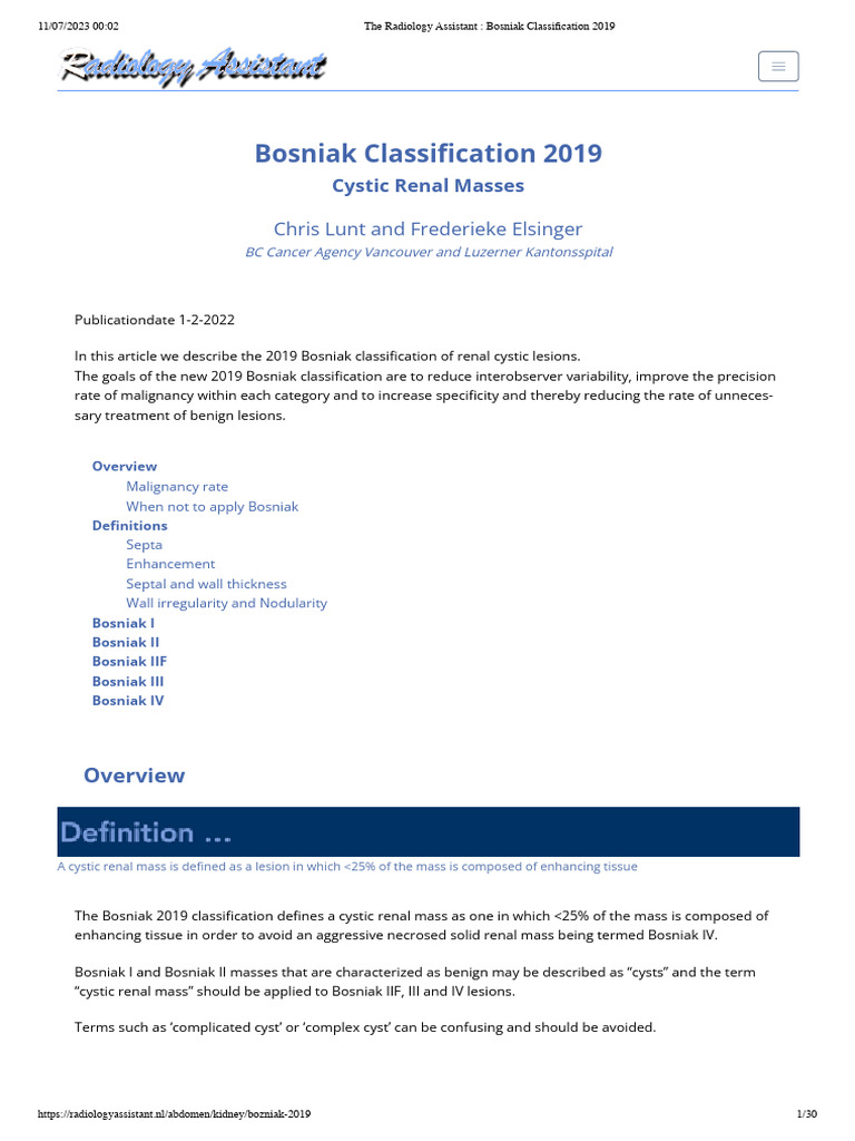 The Radiology Assistant - Bosniak Classification 2019 | PDF | Ct Scan ...