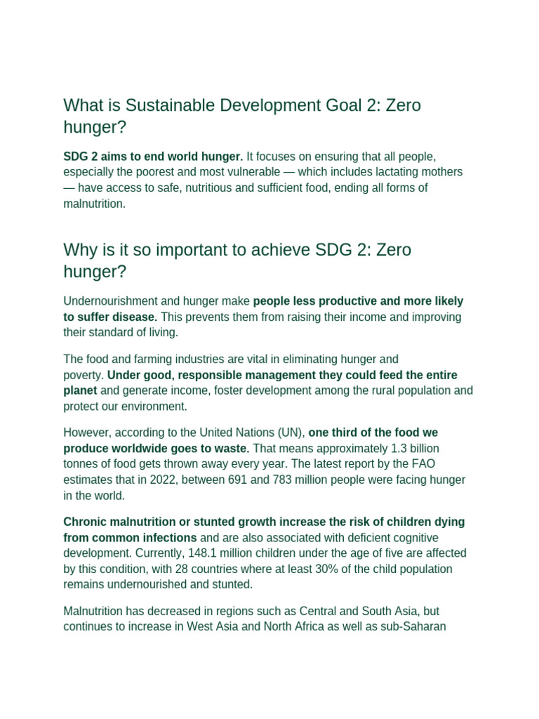 What Is Sustainable Development Goal 2 | PDF | Malnutrition | Hunger