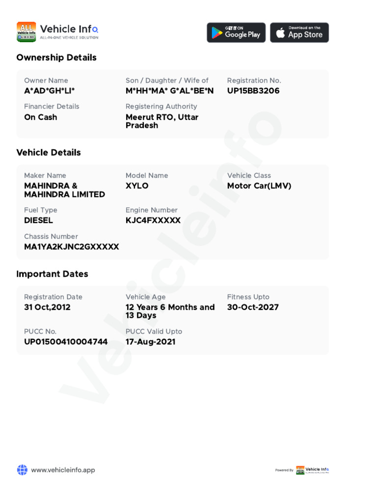 Mahindra Xylo Chassis Information | PDF