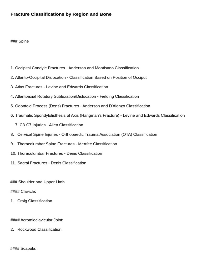 Fracture Classifications | PDF | Elbow | Joints