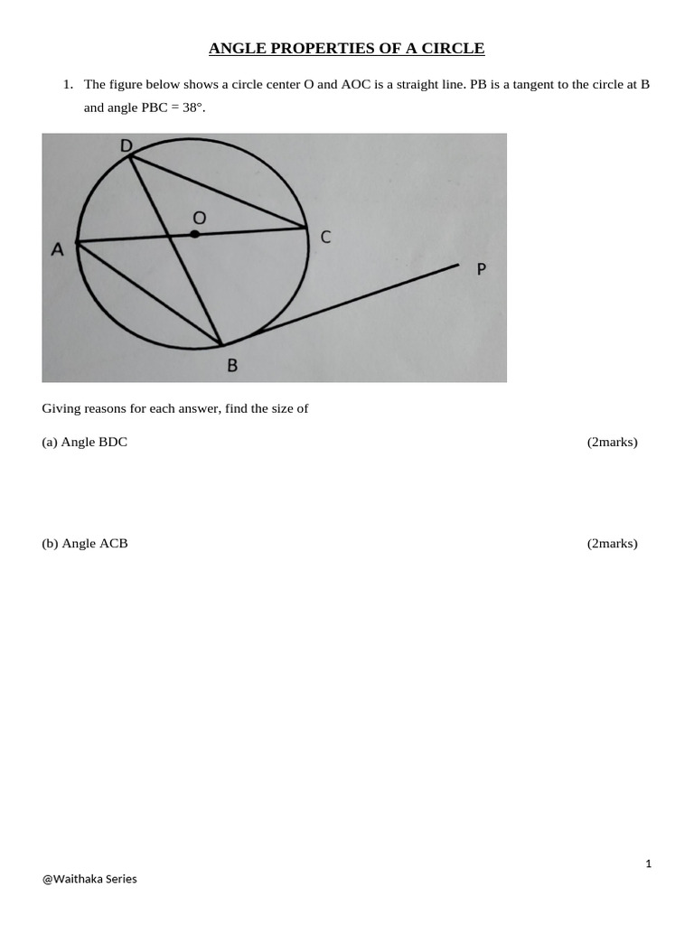 Angle Properties of A Circle | PDF | Circle | Angle